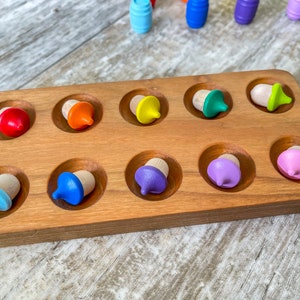 Set of 10 Rainbow Wooden Acorns, Wooden Acorns, Sensory Bin Acorns ...