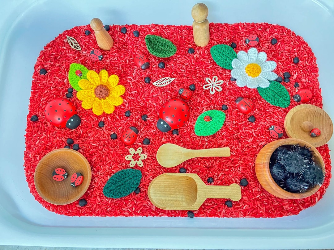 Ladybug Spring Sensory Bin, Spring Sensory, Taste Safe, Montessori ...