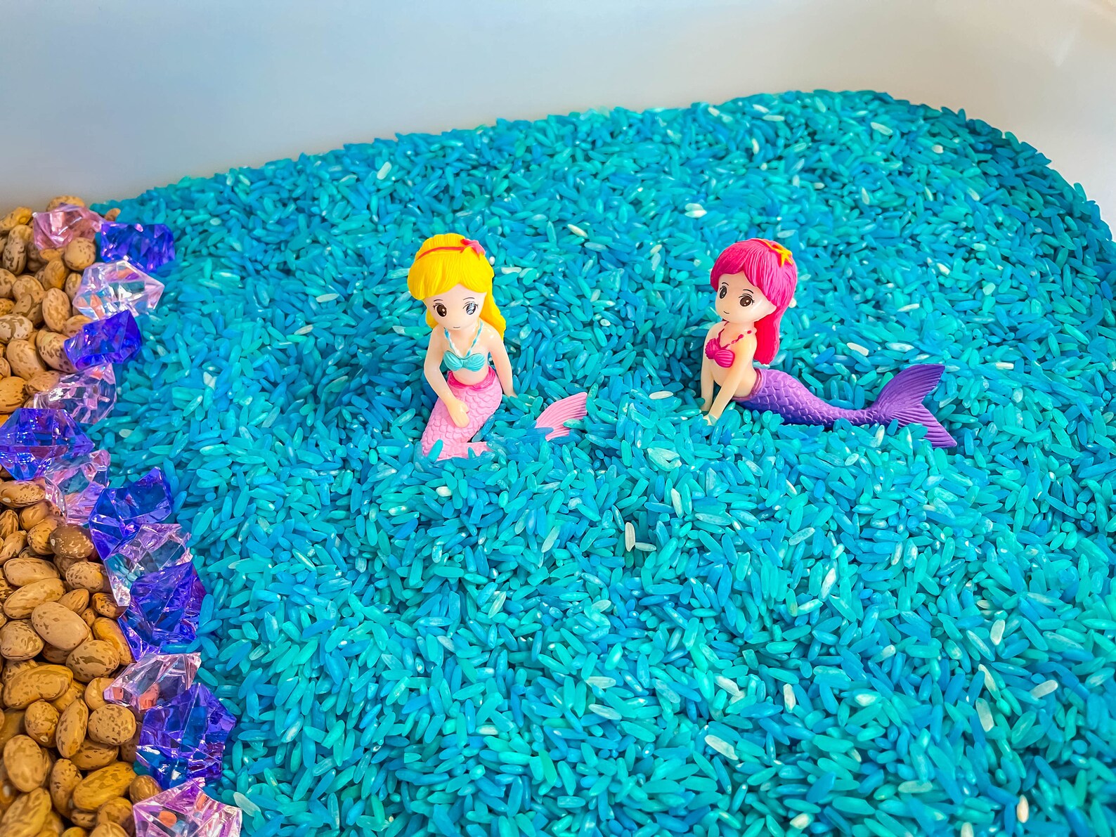 Mermaid Sensory Bin, Mermaid Sensory, Taste Safe, Montessori, Mermaid ...