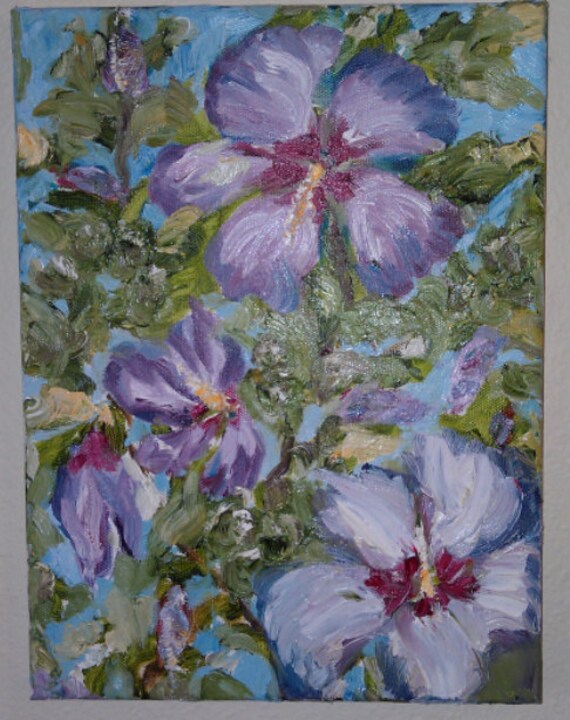 Items similar to Rose of Sharon, an original oil painting on a gallery ...