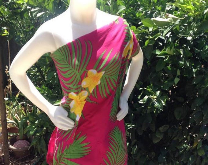 Hawaiian Pink Floral Fringe Less Beach Wear Sarong Pareu Pareo Or