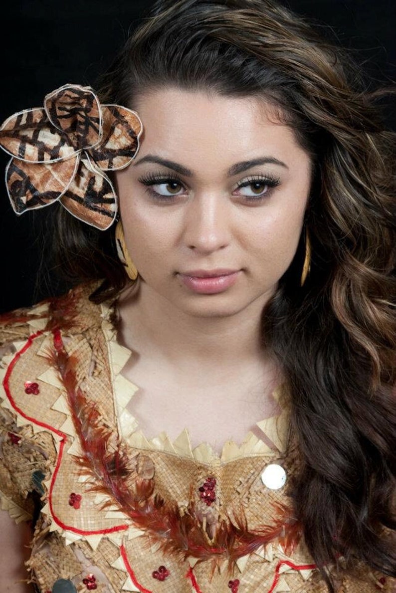 Authentic Polynesian Handmade Tapa Cloth Flower With Pearl. | Etsy