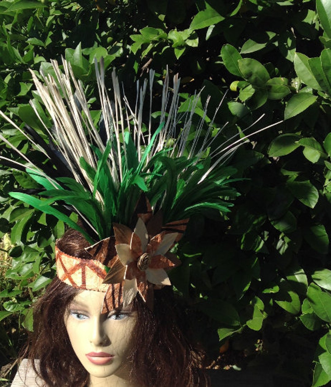 Tahitian & Cook Islands Headpiece. Keiki Authentic Tapa Cloth and ...