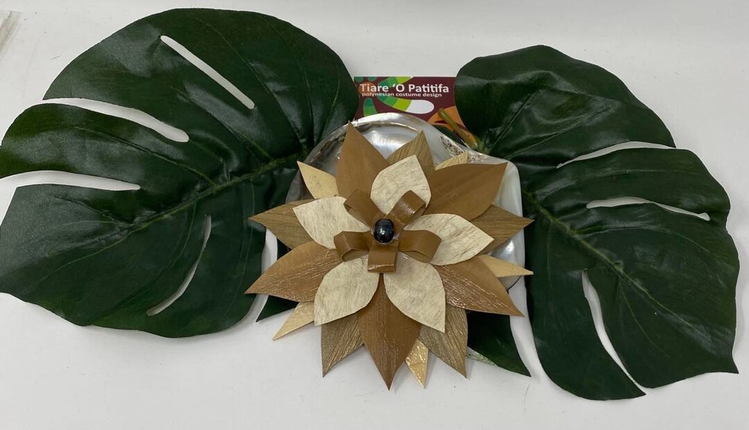 Authentic Polynesian Style Hair Flower. Authentic Tapa Cloth & Lauhala ...