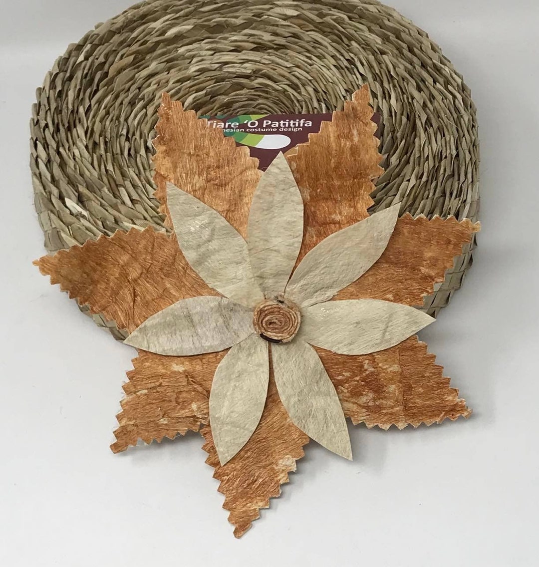 Polynesian Authentic Tapa Cloth..handmade Extra Tapa Cloth Flower Clip ...