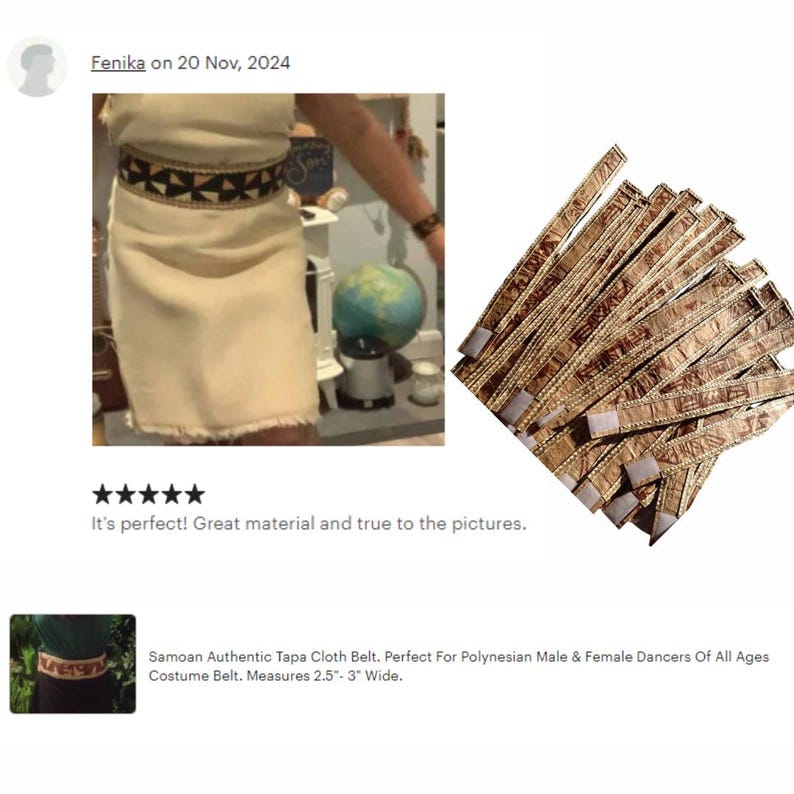 Samoan Authentic Tapa Cloth Belt. Perfect for Polynesian Male & Female ...