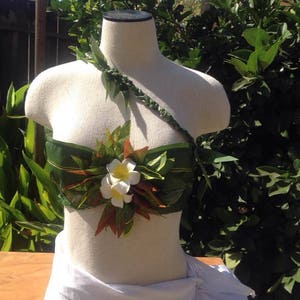 Silk Green Leaf Covered Bra Top. Perfect for Luau, Soloist, Group ...