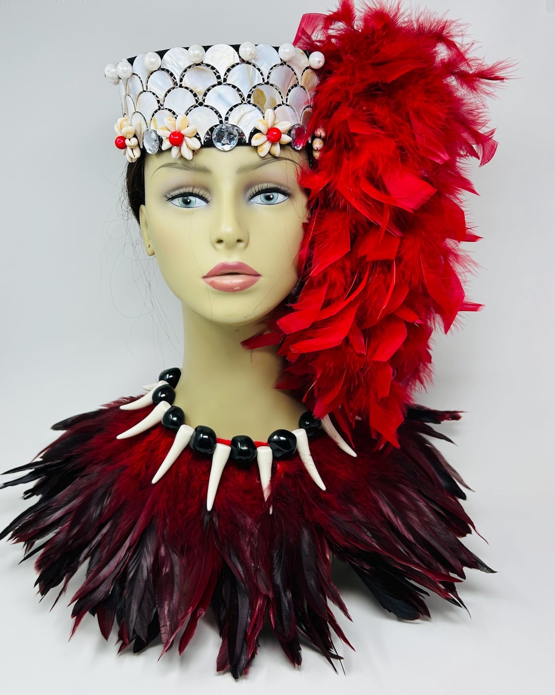 Ula Nifo Fulumoa Necklace – Custom Feather Neckpiece With 12 Resin ...