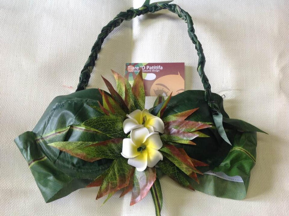 Silk Green Leaf Covered Bra Top. Perfect for Luau Soloist | Etsy