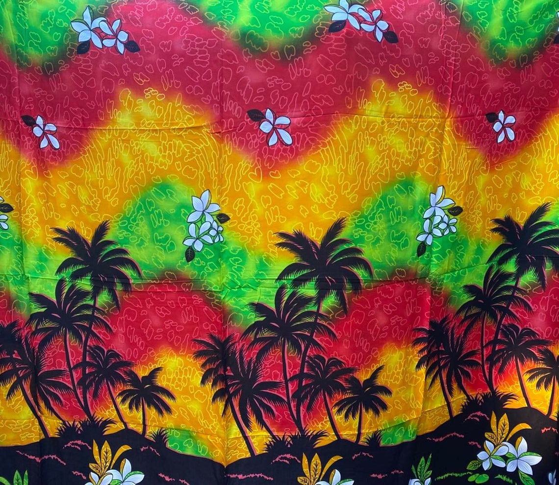 Hawaiian Sunset Floral & Tribal Sarong/pareu, Pareo or Tupenu. Beach ...