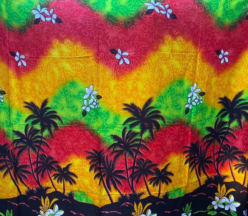 Hawaiian Sunset Floral & Tribal Sarong/pareu, Pareo or Tupenu. Beach ...