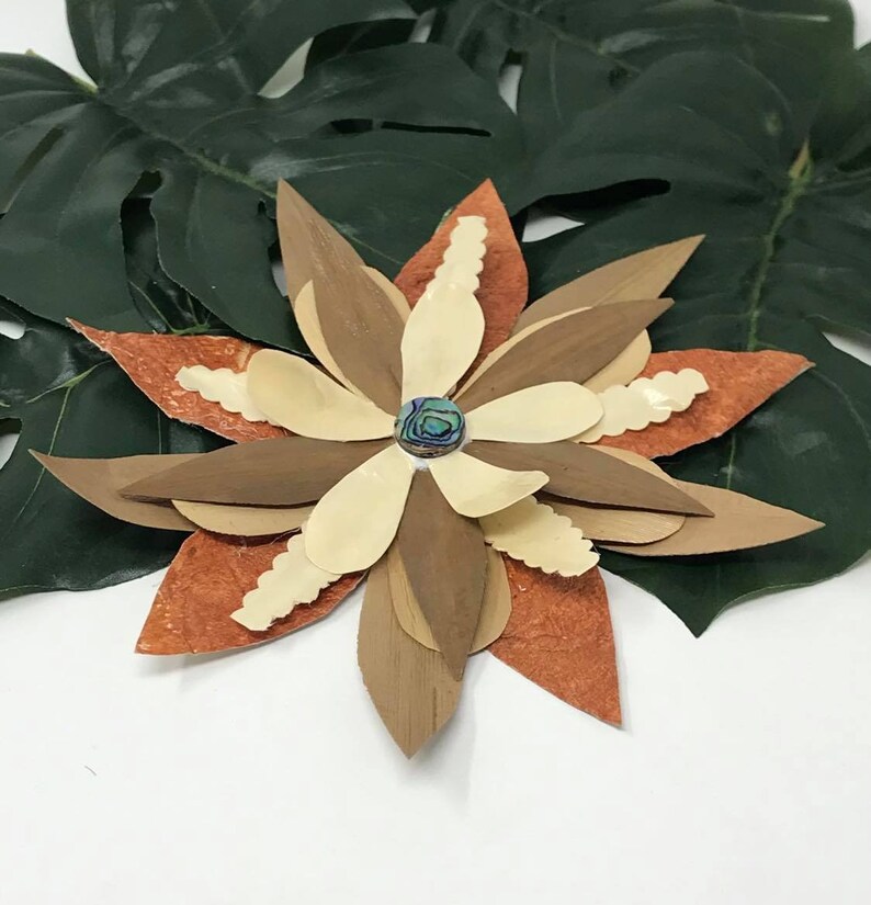 Polynesian Style Natural Materials Flower. Authentic Tapa Cloth With ...