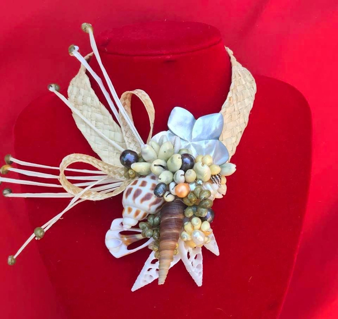 Unique Polynesian Authentic Sea Shells & Fresh Water Pearls Necklace ...