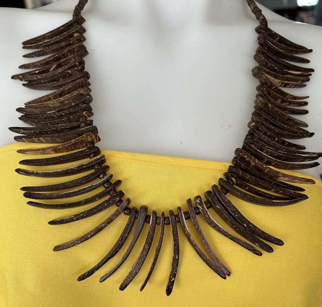 Handmade Authentic Wood Sticks & Wood Beads Costume Necklace or Neck ...