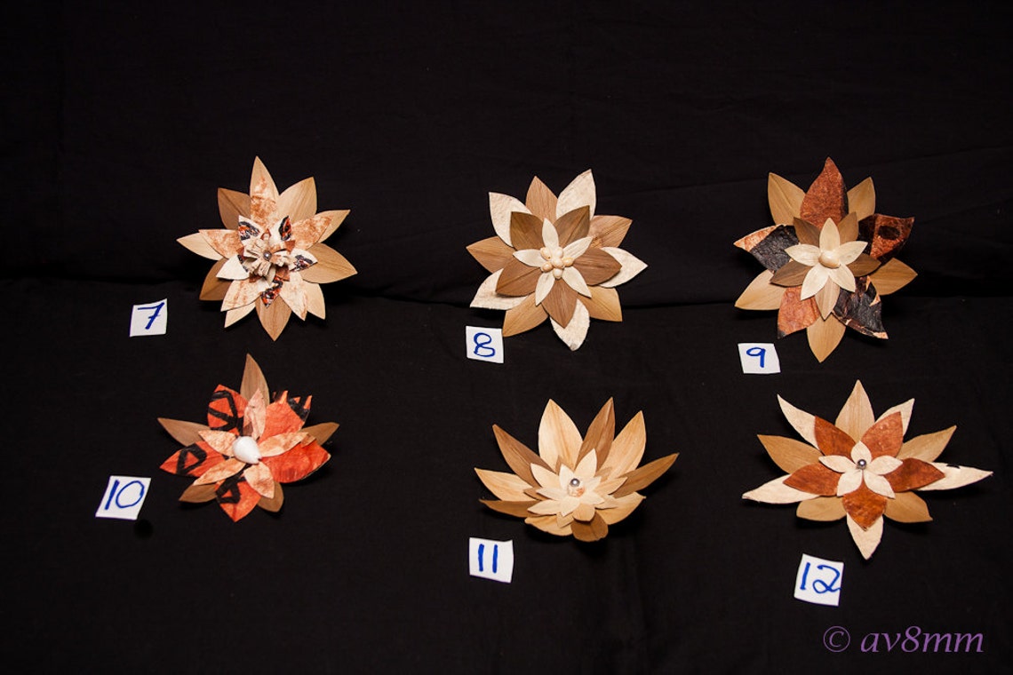 Authentic Polynesian Style Hair Flower. Authentic Tapa Cloth & - Etsy