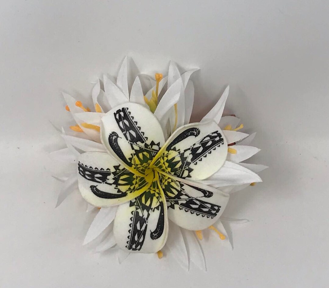 Hawaiian Hair Tribal/tattoo Pua Melia Flower Hair Clip. Beach Wedding ...