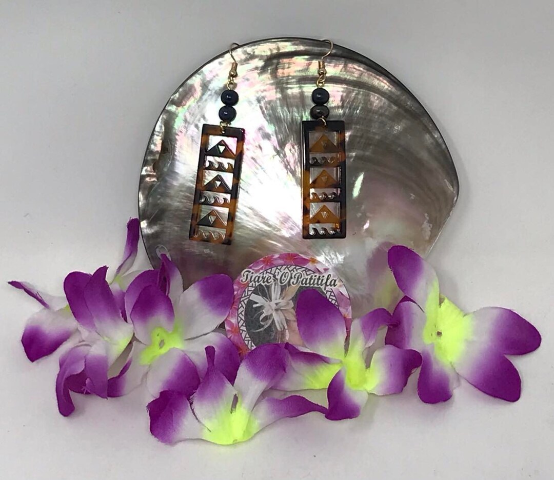 Faux Turtle Shell Earrings With Fresh Water Pearls - Etsy