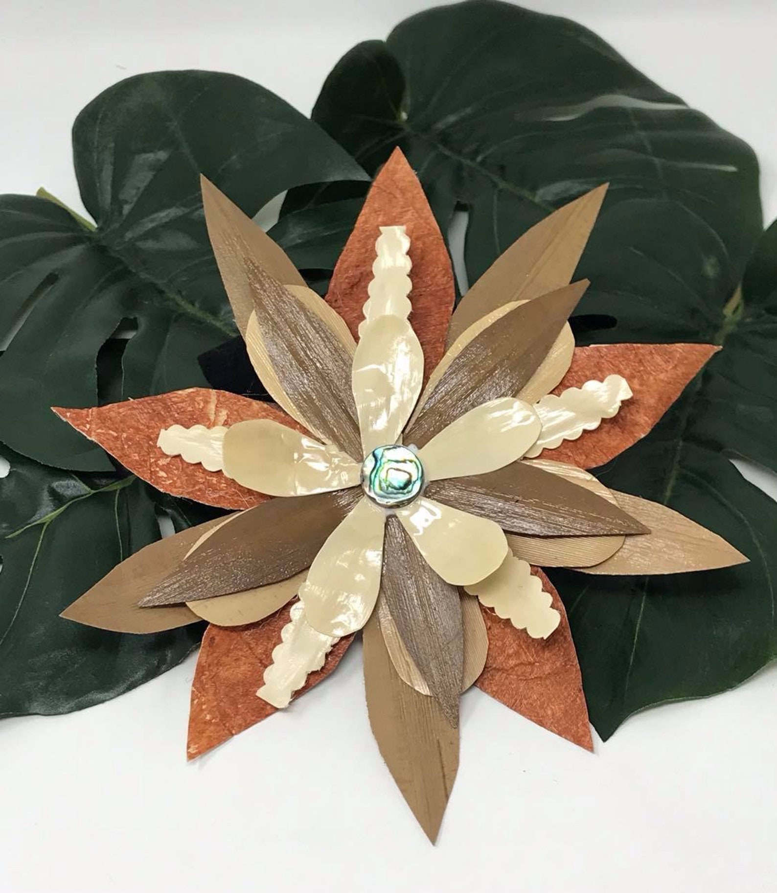 Polynesian Style Natural Materials Flower. Authentic Tapa Cloth With ...