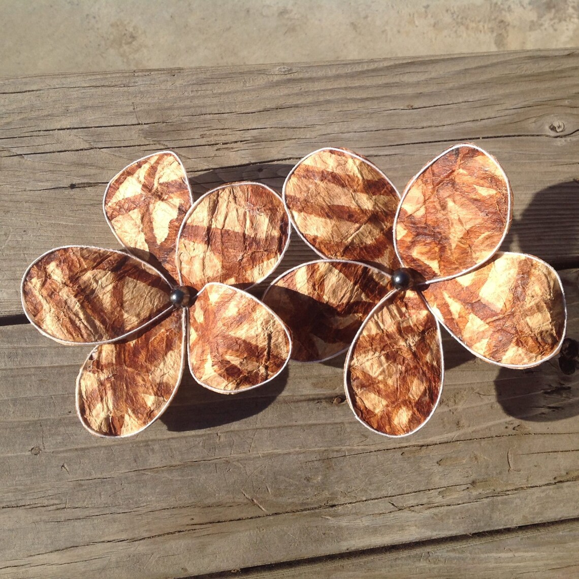 Authentic Polynesian Handmade Tapa Cloth Flower With Pearl. - Etsy