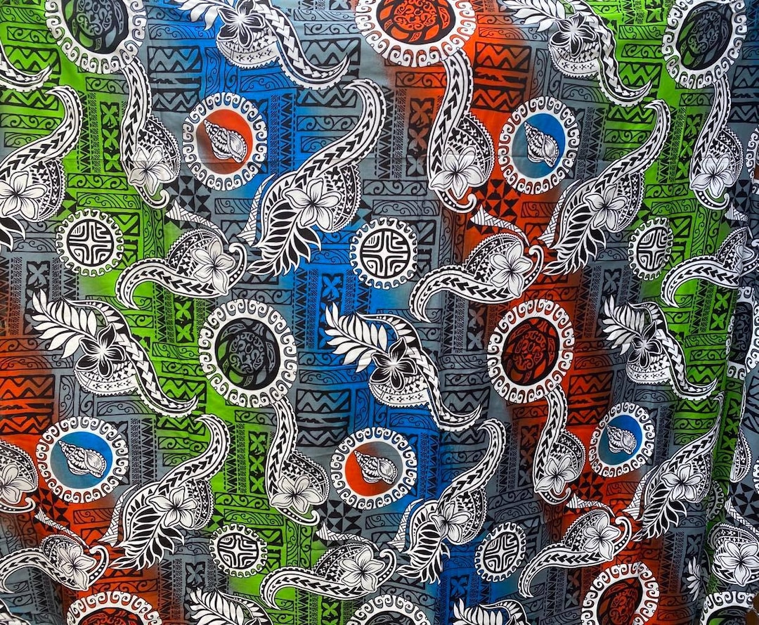 Tahitian Print Sarong. Lavalava. Polynesian Tattoo/tribal Tatau Wrap ...