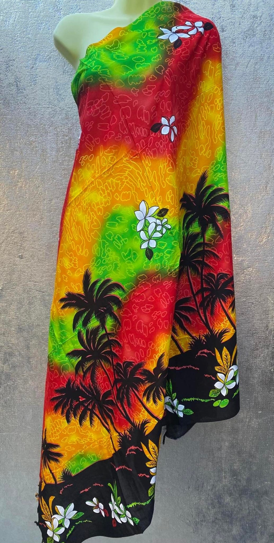 Hawaiian Sunset Floral & Tribal Sarong/pareu Pareo or Tupenu. - Etsy