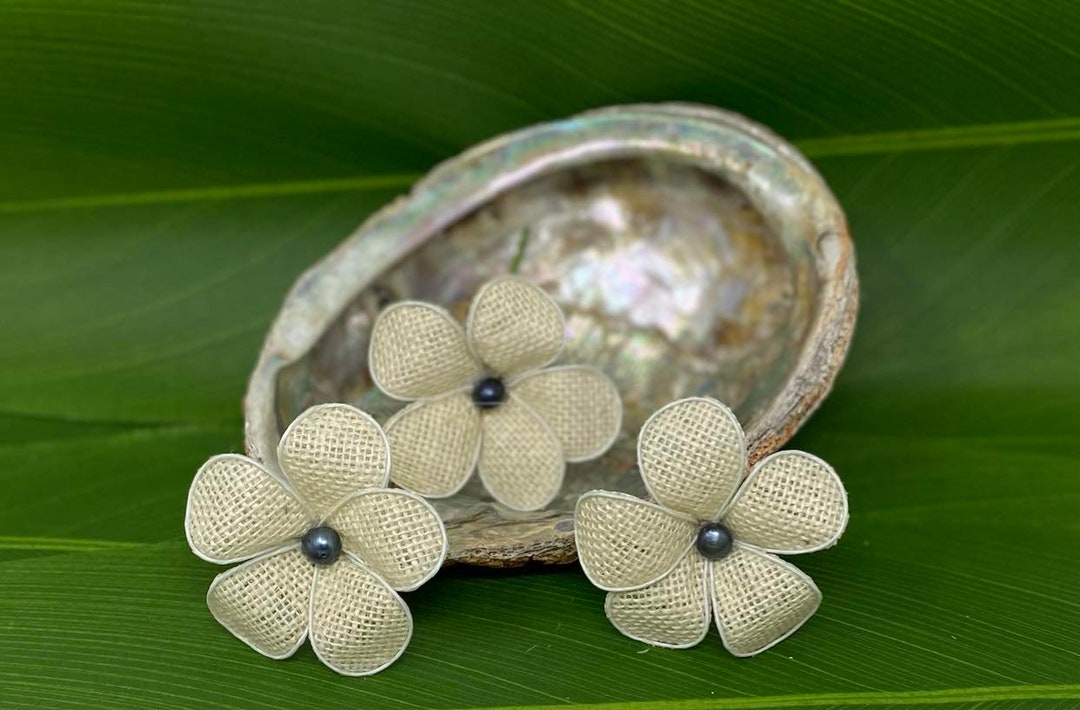 Polynesian Style Handmade Hair Flower Pick With Freshwater Pearl. - Etsy