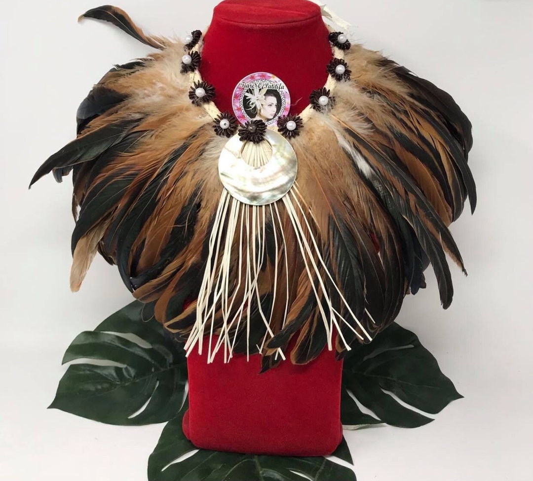 COSTUME NECKPIECE. Natural Brown Rooster Tail Feather Neckpiece for ...