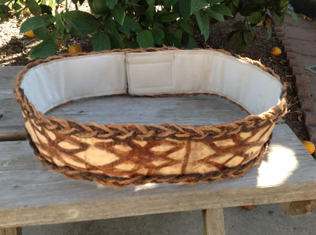 Handmade Authentic Tapa Cloth and Coconut Fiber Sennit Belt..polynesian ...