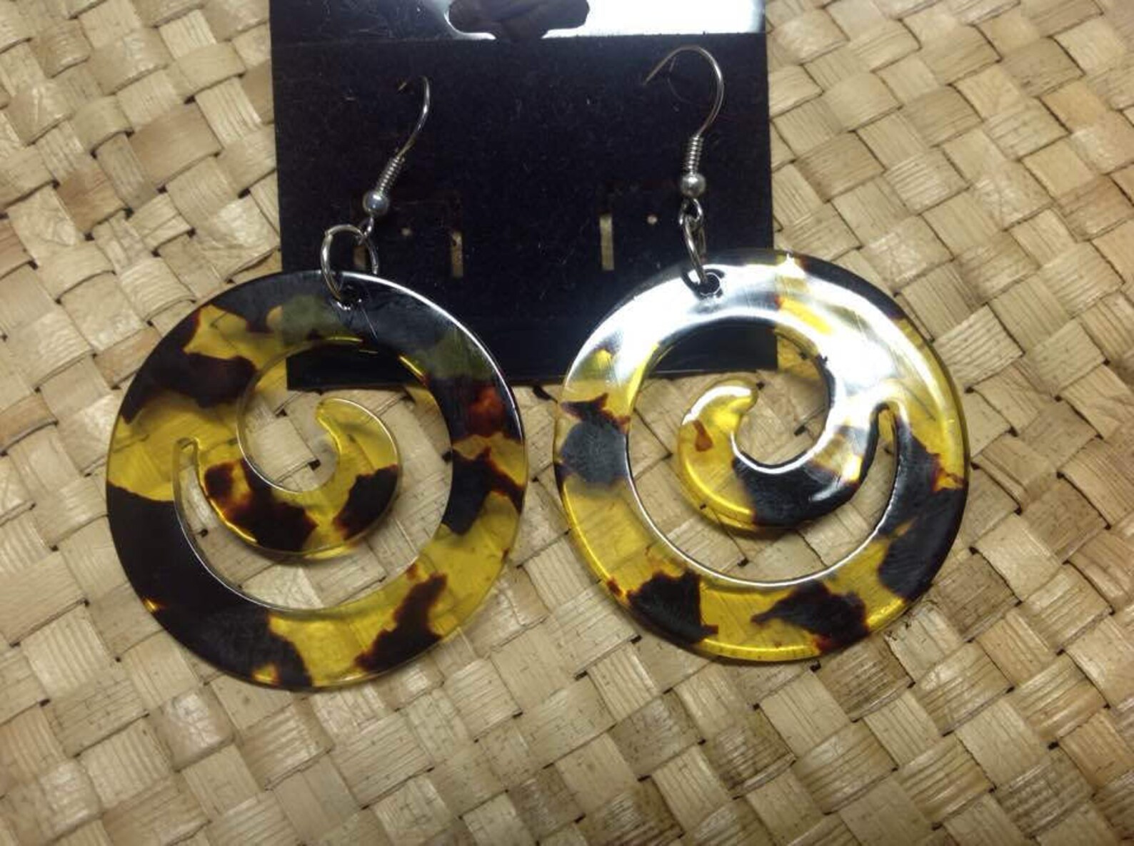 40mm Carved Faux Turtle Shell Spiral Earrings. Koru Earring. | Etsy