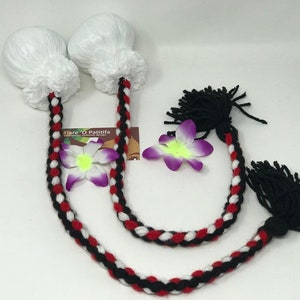Maori Custom Made Costume Poi Balls. Red, White & Black Color Ropes or ...