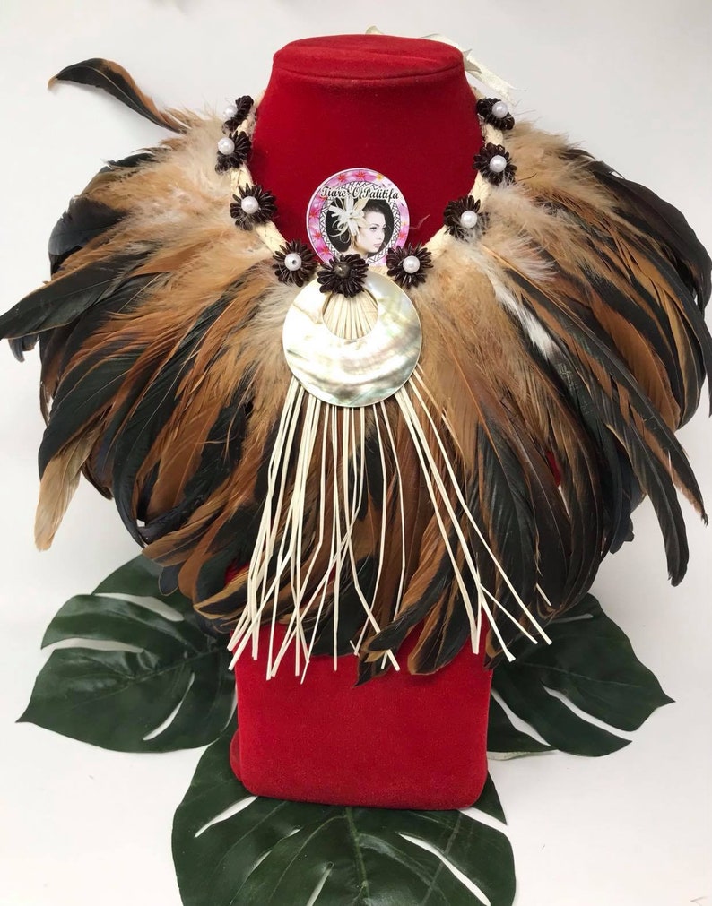COSTUME NECKPIECE. Natural Brown Rooster Tail Feather Neckpiece for ...