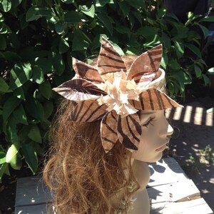 Authentic Tapa Cloth Flower on A Braided Palm Leaf. Simple Headpiece ...