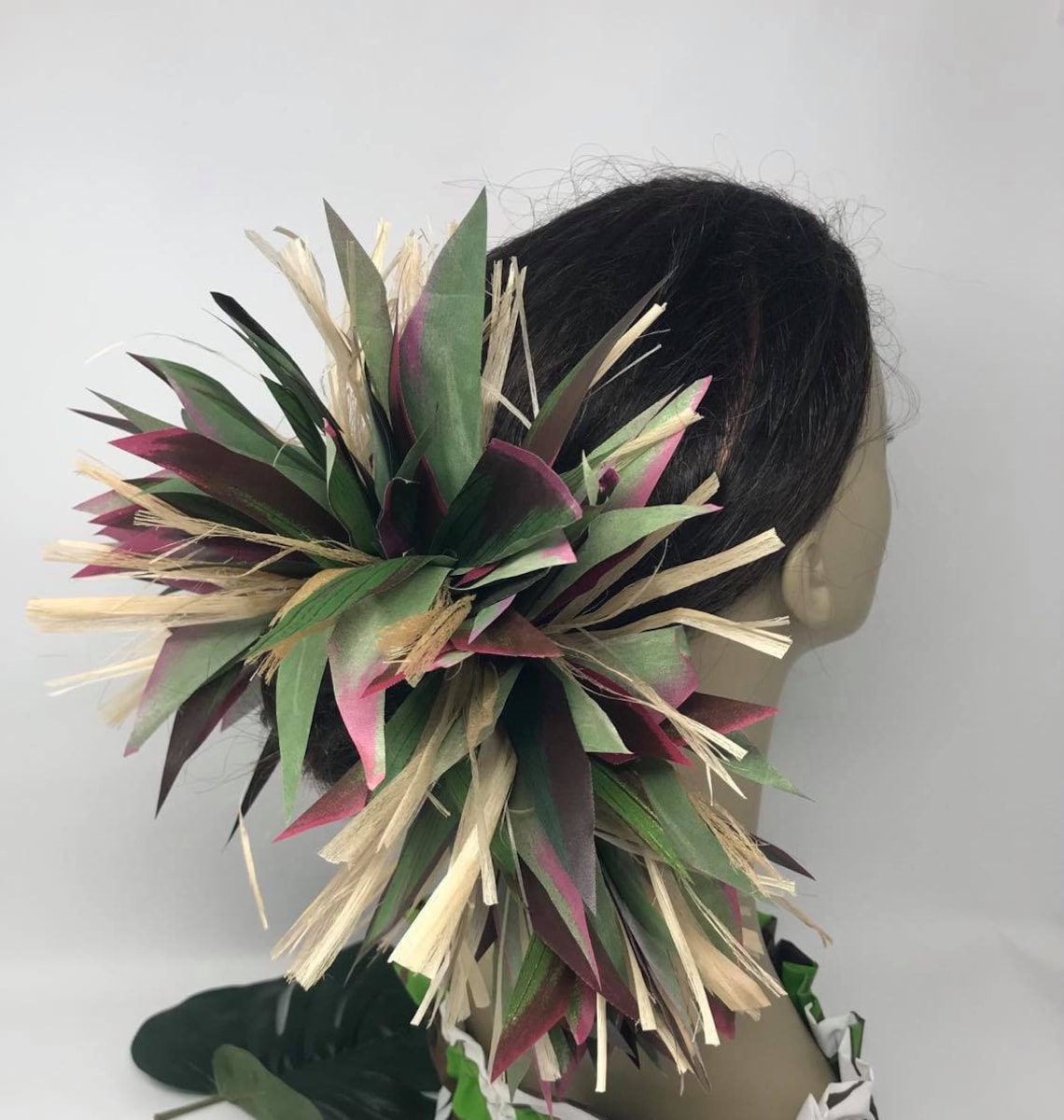 Tropical Silk Ti Leaf Bun Wrap. Braided Ti Leaf Bun Wrap. | Etsy
