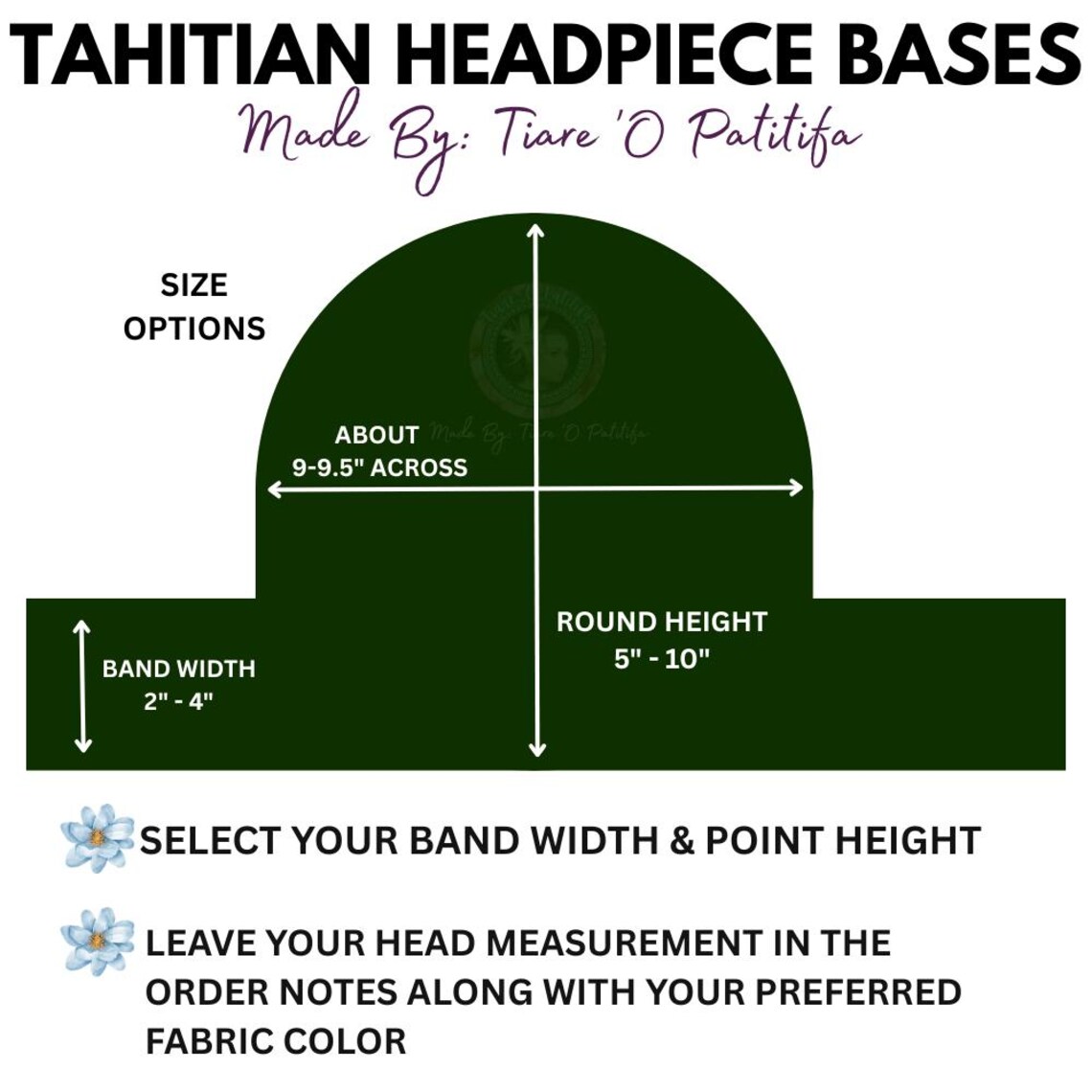 Round Tip Tahitian Headpiece Base – Custom Cotton DIY Backing for Ori ...