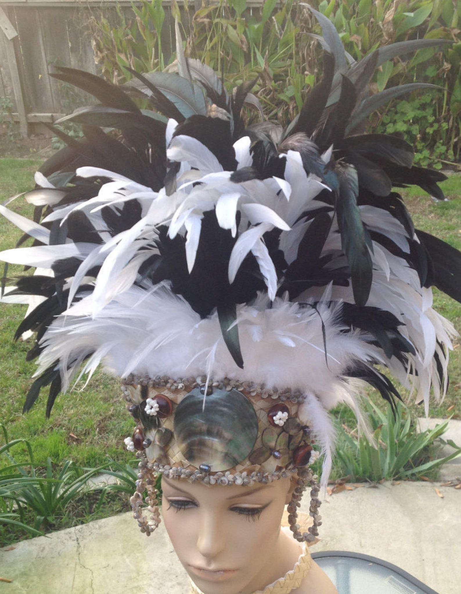 Tahitian & Cook Island Costume Headpiece..weaved Lauhala Band, Feathers ...