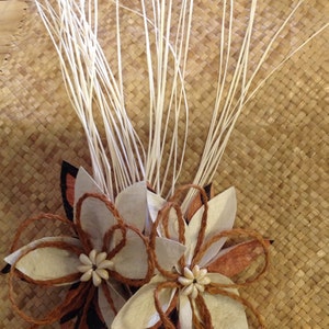 Extra Large Double Tapa Cloth Flower With Coconut Fibers Hair Clip ...