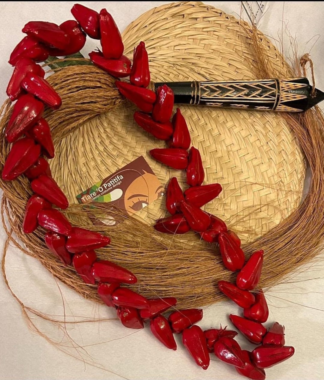 Samoan Ula Fala. Maui Red SAMOAN TRADITIONAL Ula Fala/necklace. RED ...