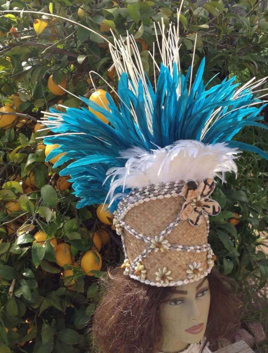 Tahitian and Cook Islands Headpiece. Weaved Lauhala, Niau, Shells ...