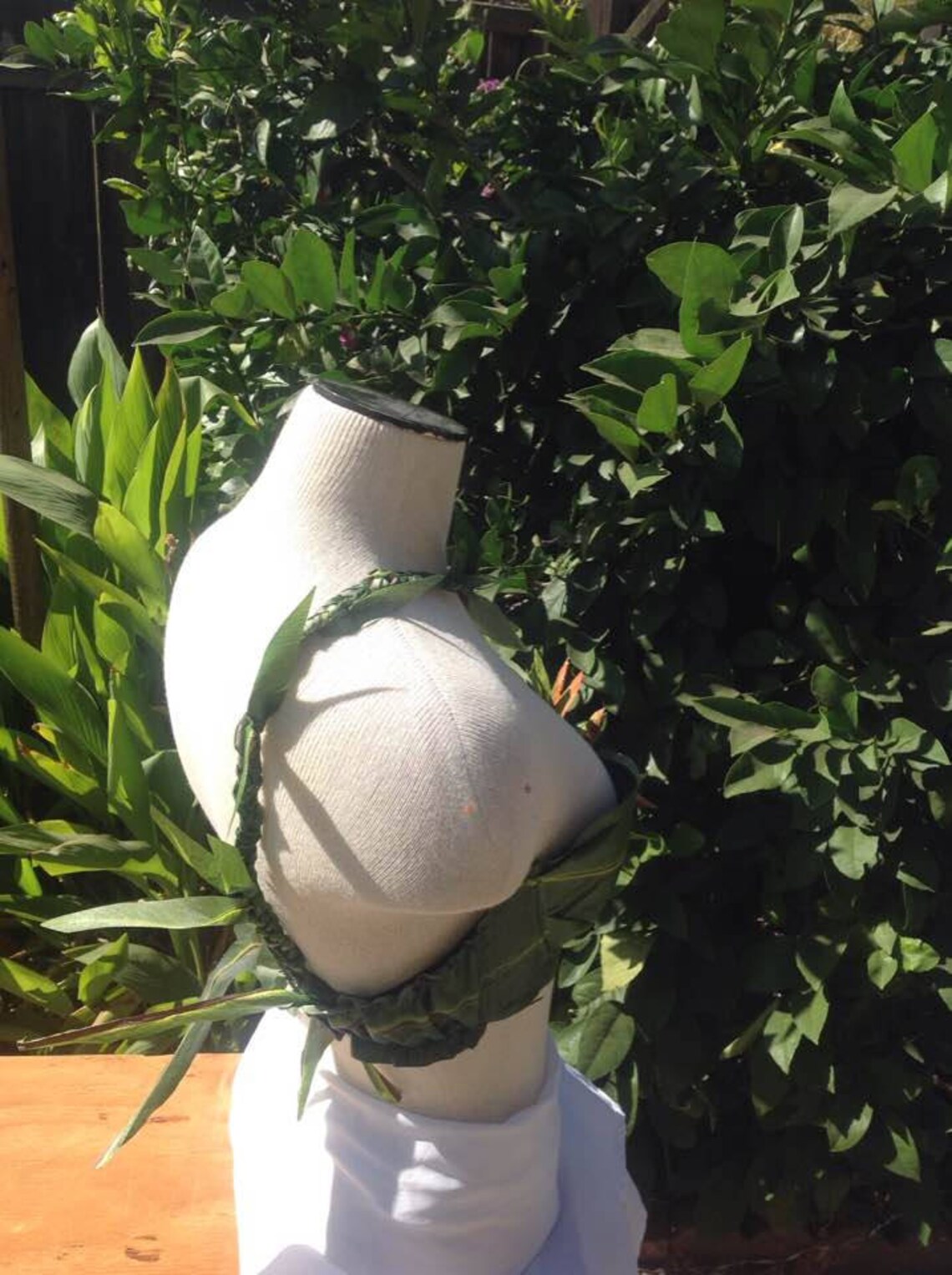 Silk Green Leaf Covered Bra Top. Perfect for Luau Soloist | Etsy