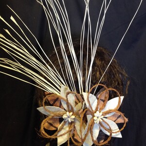 Extra Large Double Tapa Cloth Flower With Coconut Fibers Hair Clip ...