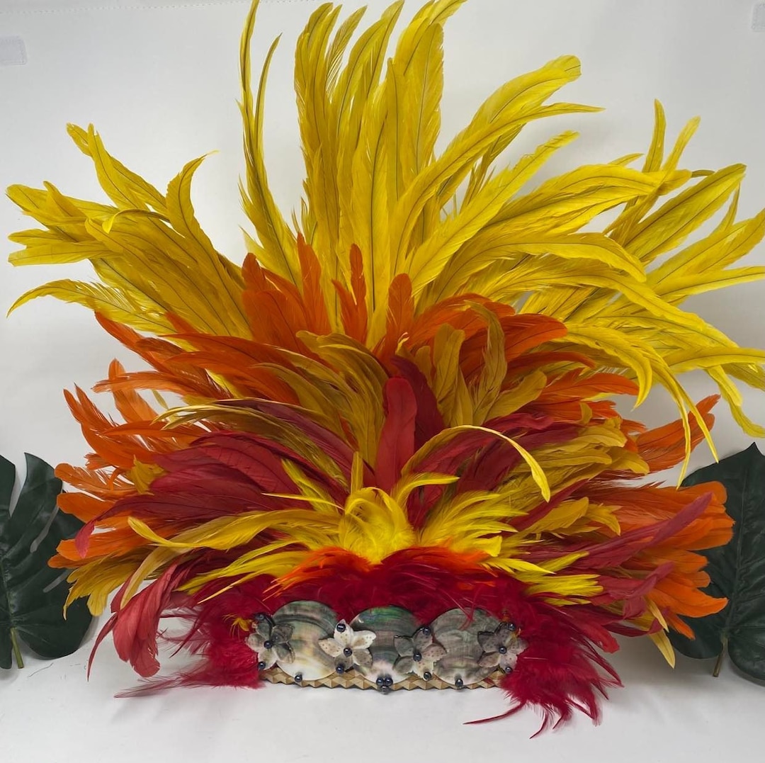 Cook Island & Tahitian Fire Costume Headpiece/headdress. Rooster Tail ...