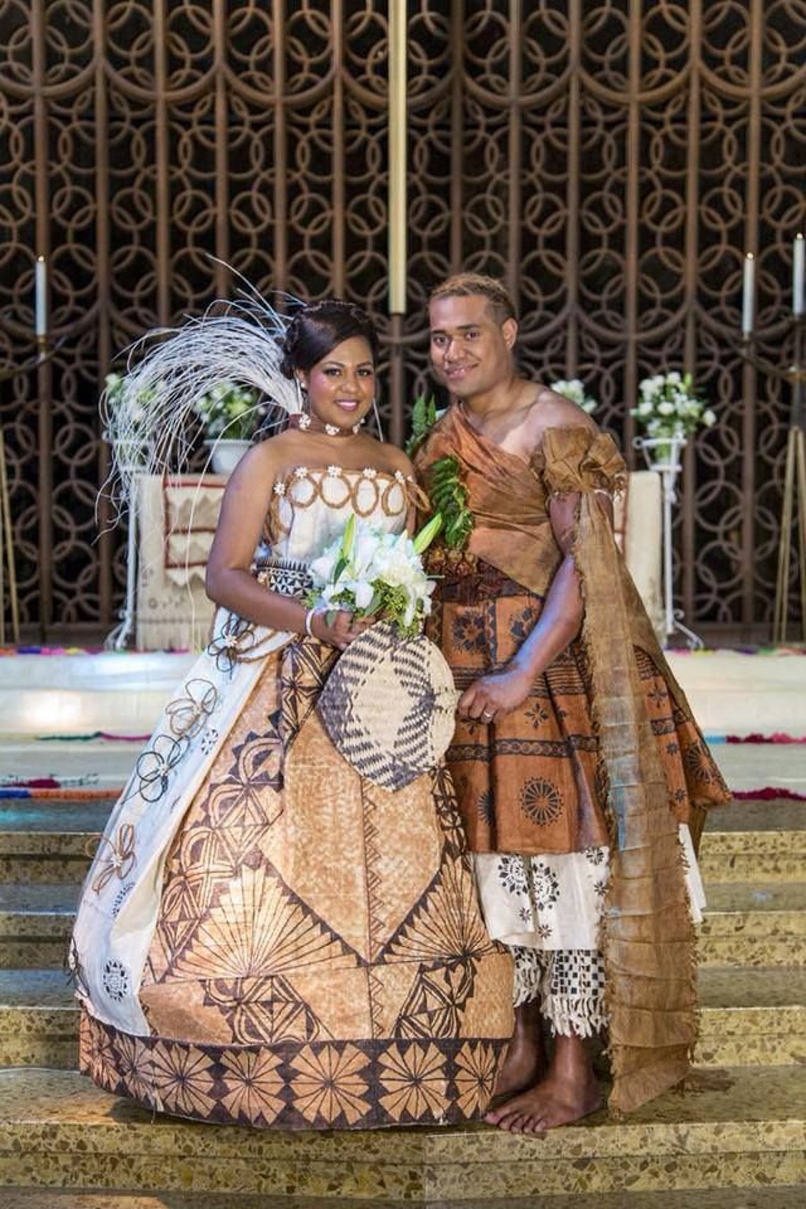 Genuine Polynesian Tapa Cloth & Coconut Husk Fibers Wedding Dress. This ...