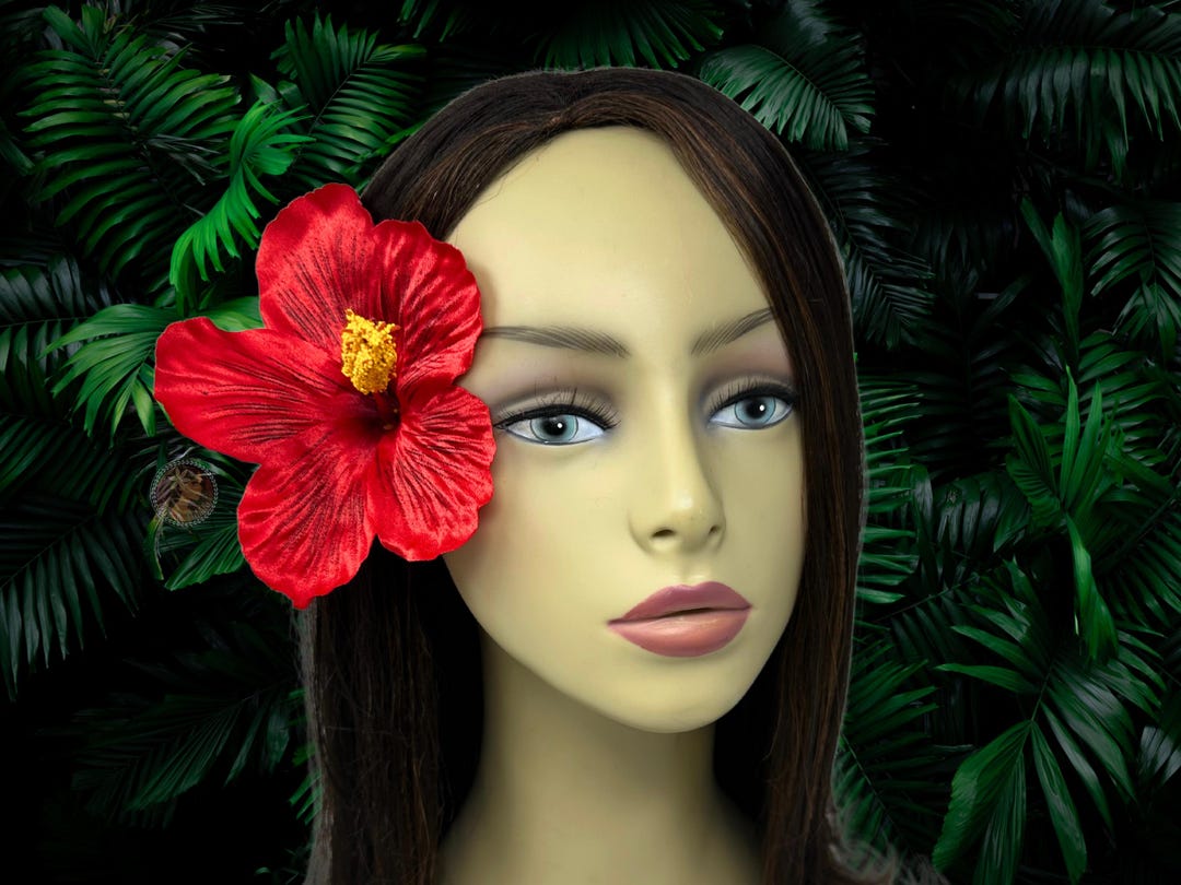 5" Silk Hibiscus Hair Flower, Red, Yellow, Pink, Tropical Hawaiian ...