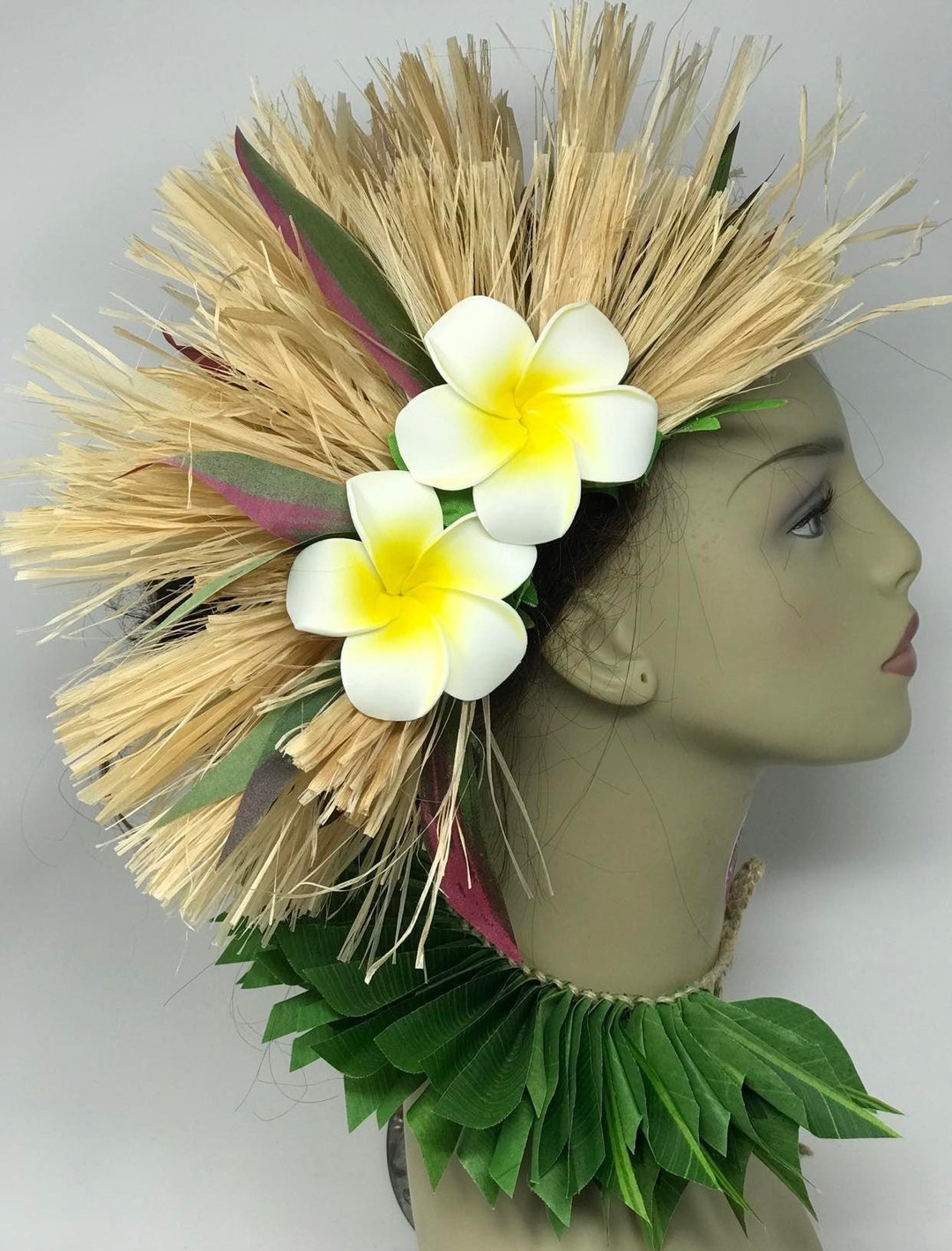 Authentic Hau/fau Grass Costume Headpiece. Tropical Flower Hair Comb or ...
