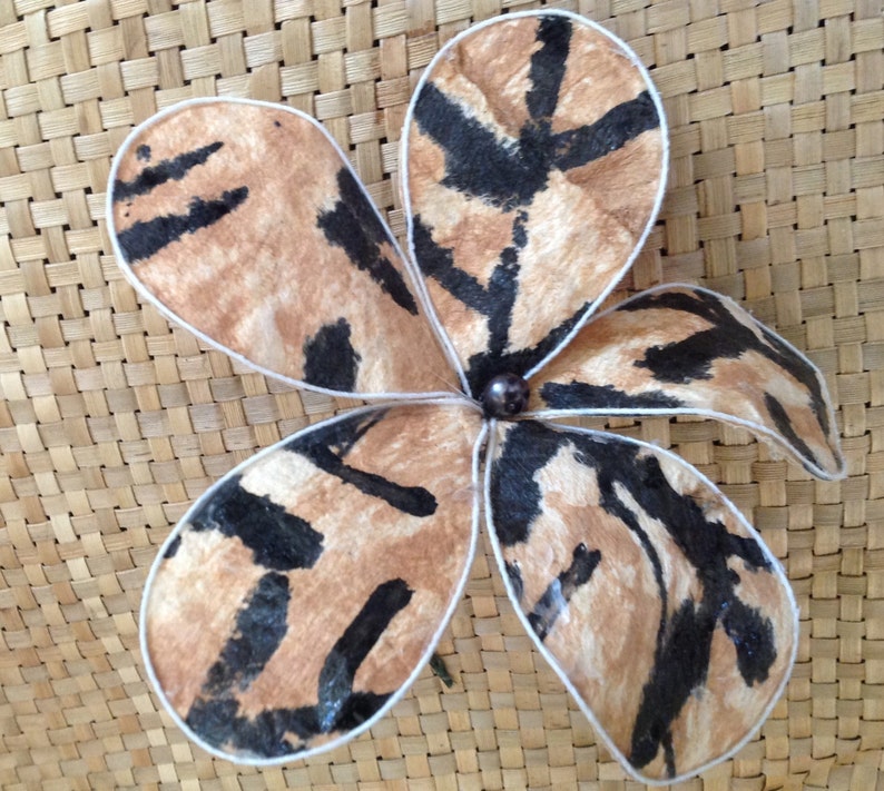 Authentic Polynesian Handmade Tapa Cloth Flower With Pearl. - Etsy