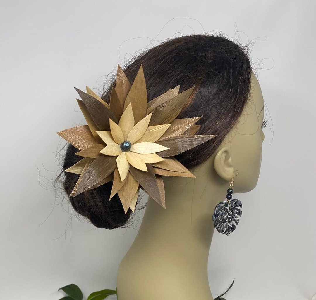 Sei Lauhala. Authentic Dried Leaf/lauhala/lo'akau Hair Flower Pick With ...