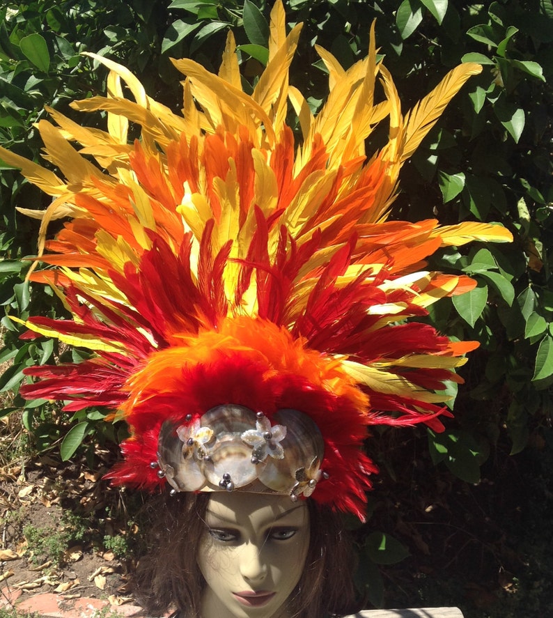 Cook Island & Tahitian Fire Costume Headpiece/headdress. Rooster Tail ...