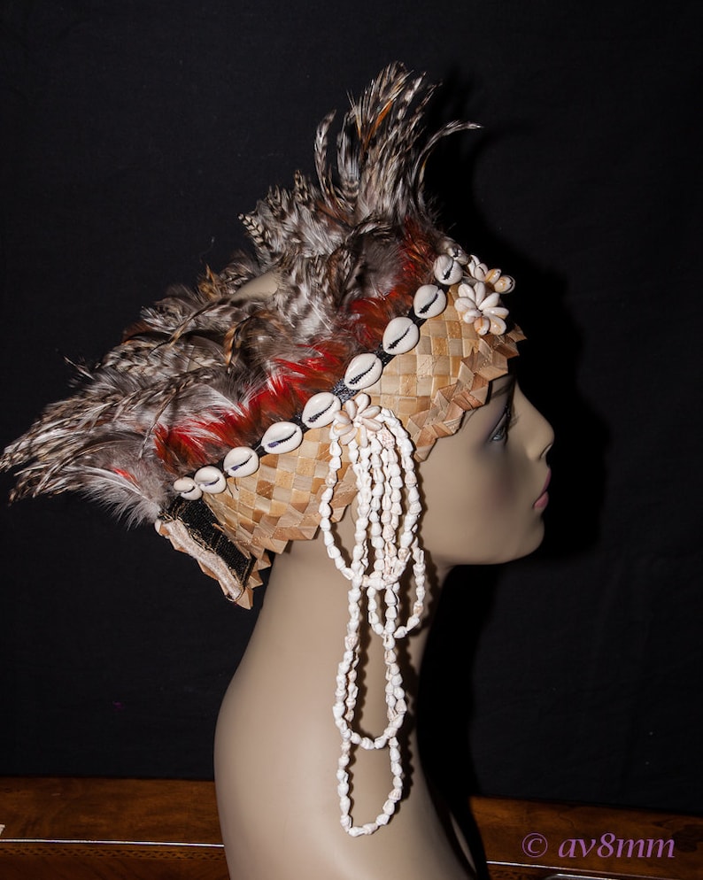 Tahitian & Rarotongan, Cook Islands Costume Headpiece.. Dove Tails ...