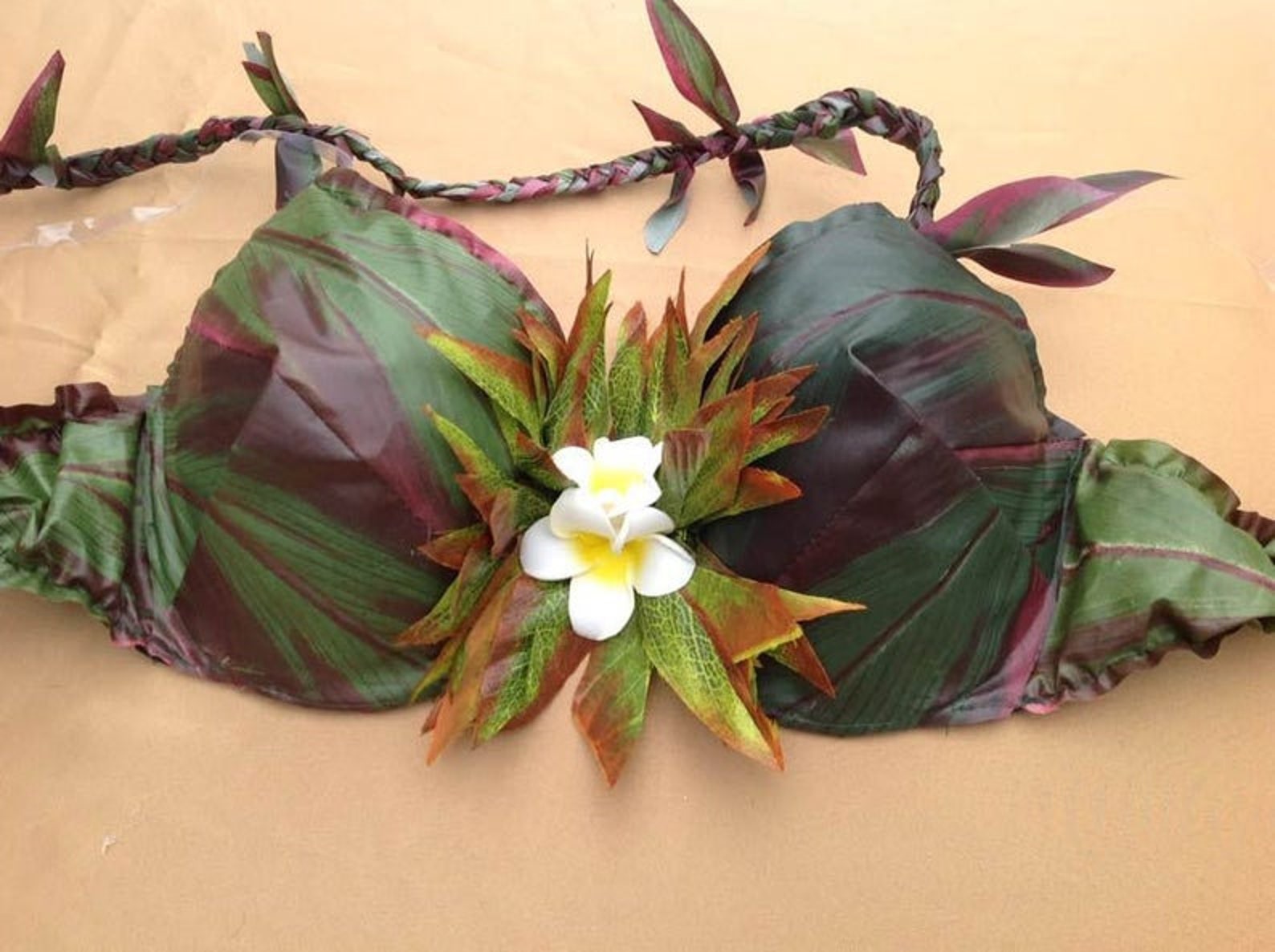 Silk Green Leaf Covered Bra Top. Perfect for Luau, Soloist, Group ...