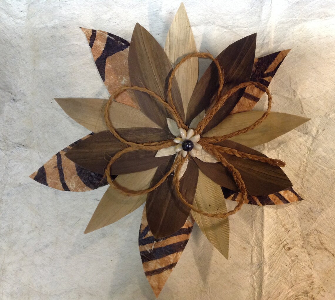 Polynesian Style Natural Materials Flower. Authentic Tapa - Etsy
